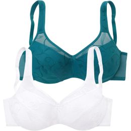 petite fleur by Lascana Damen Minimizer-BH, petrol+wei&szlig;, Gr&ouml;&szlig;e 100C