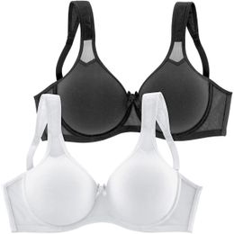 petite fleur by Lascana Damen T-Shirt-BH, wei&szlig; + schwarz, Gr&ouml;&szlig;e 70B