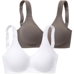 petite fleur by Lascana Damen Soft-BH, taupe+wei&szlig;, Gr&ouml;&szlig;e 100B