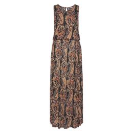 Lascana Damen Maxikleid, schwarz-curry-bedruckt, Gr&ouml;&szlig;e 36
