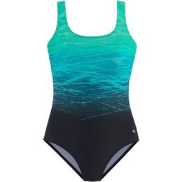 Lascana Damen Badeanzug, schwarz-gr&uuml;n, Gr&ouml;&szlig;e 40E