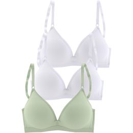 petite fleur by Lascana Damen Bralette-BH, 2xwei&szlig;+1xmint, Gr&ouml;&szlig;e 80C