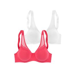 petite fleur by Lascana Damen Minimizer-BH, himbeere + wei&szlig;, Gr&ouml;&szlig;e 95E