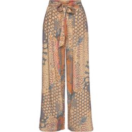 Buffalo Damen Palazzohose, orange-blau-bedruckt, Gr&ouml;&szlig;e 36
