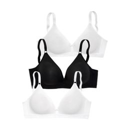 petite fleur by Lascana Damen Bralette-BH, 2xwei&szlig;+1xschwarz, Gr&ouml;&szlig;e 90A