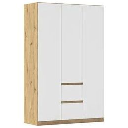 Drehtürenschrank Rauch "Kleiderschrank Schrank Garderobe Garderobenschrank MAINZ" Schränke Gr. B/H/T: 136cm x 210cm x 54cm, 3 St., weiß (eiche artisan/alpinweiß) grifflose Front, Außentüren mit Push-to-Open Funktion MADE IN GERMANY