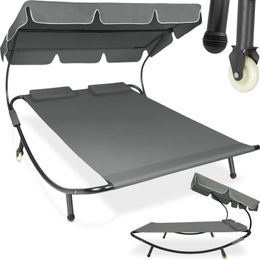 TecTake&reg; Gartenliege, f&uuml;r 2 Personen, 2 Transportrollen, 2 Kopfpolster, 215 x 183 x 150 cm
