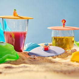 Lurch Bierdeckel 3er Set Glasdeckel Beach Kids aus Silikon