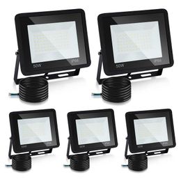 50W 5x led Fluter led Strahler Wasserdicht Flutlicht Außenstrahler Outdoor-Sicherheitsleuchte für Garten Garage Kaltweiß - VINGO