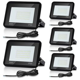 30W 5x led Fluter led Strahler Wasserdicht Flutlicht Außenstrahler Outdoor-Sicherheitsleuchte für Garten Garage Kaltweiß - Tolletour