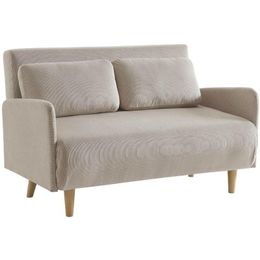 2-Sitzer-Sofa mit Cordbezug und Holzfüßen, Cord, Beige - Sweeek