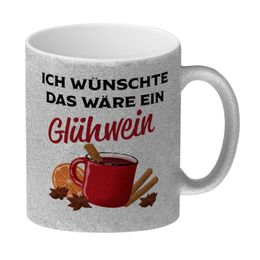 speecheese Tasse Ich wünschte das wäre ein Glühwein Glitzer-Kaffeebecher