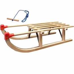 BURI Schlitten Holzschlitten Davos 90cm Traditionell mit Leine Rodelschlitten Kinders
