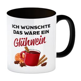 speecheese Tasse Ich wünschte das wäre ein Glühwein Kaffeebecher in schwarz