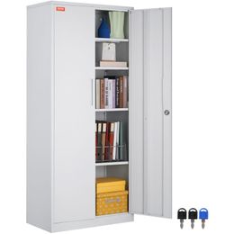 VEVOR 5-Stockiger Aktenschrank Beistellcontainer mit 2 Magnetischen Türen, 90,72 kg Belastbar pro Regal, Abschließbarer Lagerschrank, Metallschrank