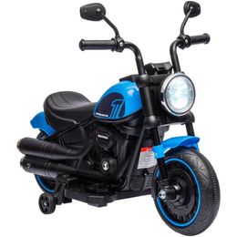 HOMCOM Kindermotorrad Kinder Elektro-Motorrad Elektrofahrzeug Kinderfahrzeug mit 2 abnehmbaren Stützrädern, 3 km/h, für 1,5-3 Jahre Kinder Blau 76 x 42 x 57