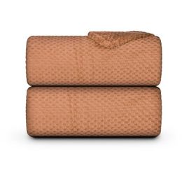 Bestlivings Kuscheldecke Flanell Decke 150x200cm ( Caramel ) Flauschige Struktur Wohndecke für Sofa, Couch und Bett, Tagesdecke oeko-tex - Sofaüberwurf - Caramel