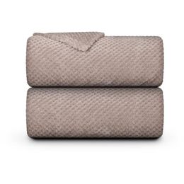 Bestlivings Kuscheldecke Flanell Decke 150x200cm ( Sandgrau ) Flauschige Struktur Wohndecke für Sofa, Couch und Bett, Tagesdecke OEKO-TEX - Sofaüberwurf