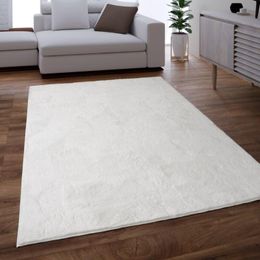 Paco Home - Teppich Wohnzimmer Kunstfell Shaggy Hochflor Waschbar In Waschmaschine Soft Uni Weiß 100x200 cm