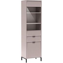 Lomadox Vitrine in Kaschmir beige mit Rillenoptik LAURO-161 - beige