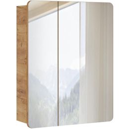 Lomadox Spiegelschrank 60 cm LUTON-56 in Wotan Eiche Nb. Nb. b/h/t ca. 60/75/16 cm - braun