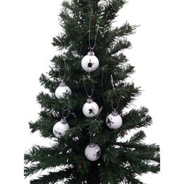 BURI Glas-Weihnachtsbaumkugeln 6er-Set Christbaumkugeln Weihnachtsschmuck Dekoration - weiß / Stern