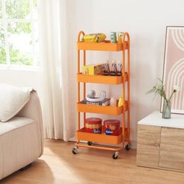 Küchenrollwagen Pyhäntä mit 4 Ebenen Orange [en.casa]