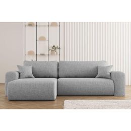 Kaiser Ecksofa mit Schlaffunktion und Stauraum für Bettzeug, L-förmiges Sofa, Capri Stoff Neve Links Grau