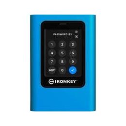 Kingston IronKey Vault Privacy 80 7.68 TB, Externe SSD blau/schwarz, USB-C 3.2 Gen 1 (5 Gbit/s)