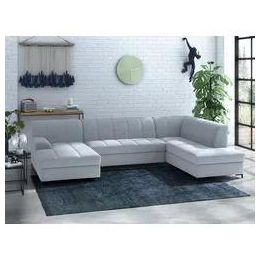 Wohnlandschaft Inosign "Balme U-Form" Sofas Gr. B/H/T: 297 cm x 75 cm x 195 cm, Luxus-Microfaser weich, Recamiere links, mit Bettfunktion, grau Inkl. Zierkissen, wahlweise mit Bettfunktion