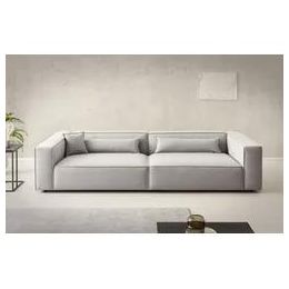 3-Sitzer LEGER HOME BY LENA GERCKE "PIARA, XXL Sofa mit Kedernaht, Big-Sofa in Cord oder Leinenoptik" Sofas Gr. B/H/T: 316cm x 66cm x 136cm, Flachgewebe, grau (silbergrau) schwarze Füße, bequemer Sitzkomfort, extra tiefe Sitzfläche