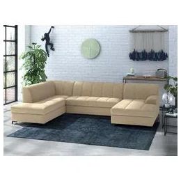 Wohnlandschaft Inosign "Balme U-Form" Sofas Gr. B/H/T: 297cm x 75cm x 195cm, Struktur fein, Recamiere rechts, ohne Bettfunktion, beige Inkl. Zierkissen, wahlweise mit Bettfunktion