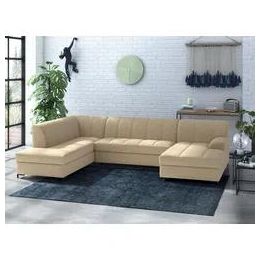 Wohnlandschaft Inosign "Balme U-Form" Sofas Gr. B/H/T: 297 cm x 75 cm x 195 cm, Struktur fein, Recamiere rechts, mit Bettfunktion, beige Inkl. Zierkissen, wahlweise mit Bettfunktion