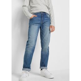 bonprix Slim-Fit-Jeans mit verstellbarem Bund Straight, blau, mit Baumwolle