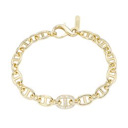 Armband Giorgio Martello MILANO "Gliederkette mit Zirkonia, Silber 925" Armbänder Gr. 19 cm, Silber 925 (Sterlingsilber), goldfarben (gold) Damen