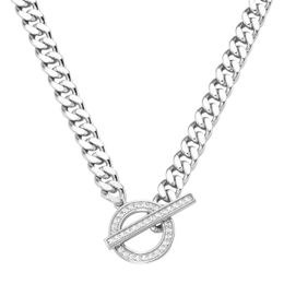 Collier Giorgio Martello MILANO "Panzerkette, Schließe mit Zirkonia, Silber 925" Halsketten Gr. 45 cm, Silber 925 (Sterlingsilber), silberfarben (silber) Damen Colliers