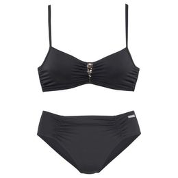 Lascana Set: Bügel-Bikini 'Lapiz' schwarz Gr. 36 Cup B. Mit Seitlichen Stäbchen Und Mit Bügel