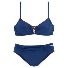 Lascana Set: B&uuml;gel-Bikini 'Lapiz' blau Gr. 38 Cup B. Mit Seitlichen St&auml;bchen Und Mit B&uuml;gel