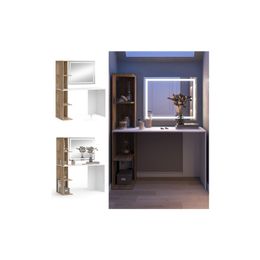 VICCO Schminktisch Tower Wei&szlig; Sonoma 122 x 55 cm mit LED-Spiegel