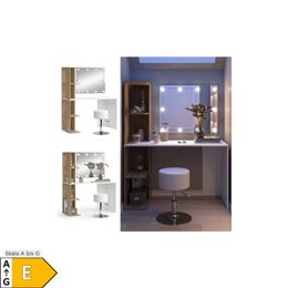 VICCO Schminktisch Tower Wei&szlig; Sonoma 122 x 55 cm mit Beleuchtung und Hocker