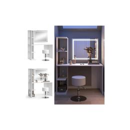 VICCO Schminktisch Tower Wei&szlig; 122 x 55 cm mit LED-Spiegel und Hocker
