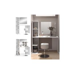 VICCO Schminktisch Tower Wei&szlig; 122 x 55 cm mit Spiegel und Hocker