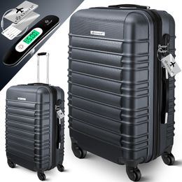 Kesser&reg; Reisekoffer Hartschalen-Koffer Inkl. Kofferwaage + Gep&auml;ckanh&auml;nger Trolley Gep&auml;ck Rollkoffer Zahlenschloss 4 Rollen ABS-Hartschale Teleskopgriff