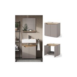 VICCO Waschbeckenunterschrank Marelle Greige Eiche 60 x 57,5 cm mit 2 T&uuml;ren