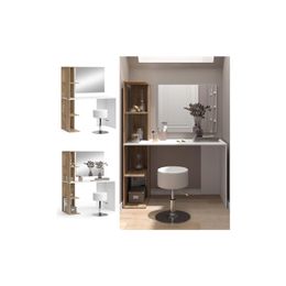VICCO Schminktisch Tower Wei&szlig; Sonoma 122 x 55 cm mit Spiegel und Hocker