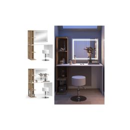 VICCO Schminktisch Tower Wei&szlig; Sonoma 122 x 55 cm mit LED-Spiegel und Hocker