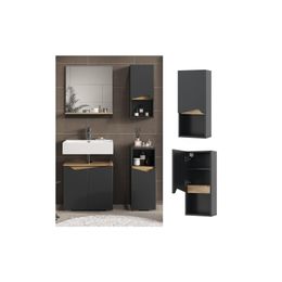 VICCO H&auml;ngeschrank Marelle Anthrazit Eiche 30 x 67 cm mit T&uuml;r und offenem Fach