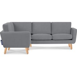 Ecksofa links mit Armlehnen 'tagio', Grau, Stoff, Scandinavian, 220x80x181cm - Konsimo