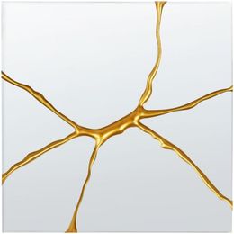 Beliani - Wandspiegel Gold Glas Quadratisch 80x80 cm Rahmenlos mit Vene Farbklecks Modern Wohnzimmer Schlafzimmer Flur Esszimmer Wanddeko Hängespiegel