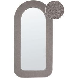 Beliani - Wandspiegel Taupe Glas und Bouclé 120x60 cm mit Breitem Rahmen Oval Halbrund Modern Wohnaccessoire Wohnzimmer Schlafzimmer Wohnbereich Bad